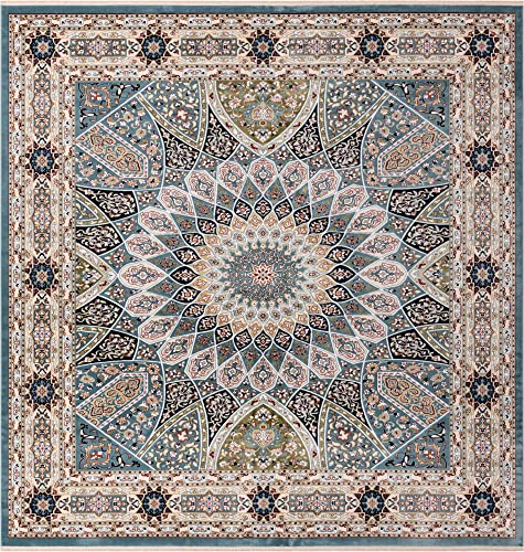 Unique Loom Narenj Collection Area Rug - Adams (10' Square, Blue/Burgundy)