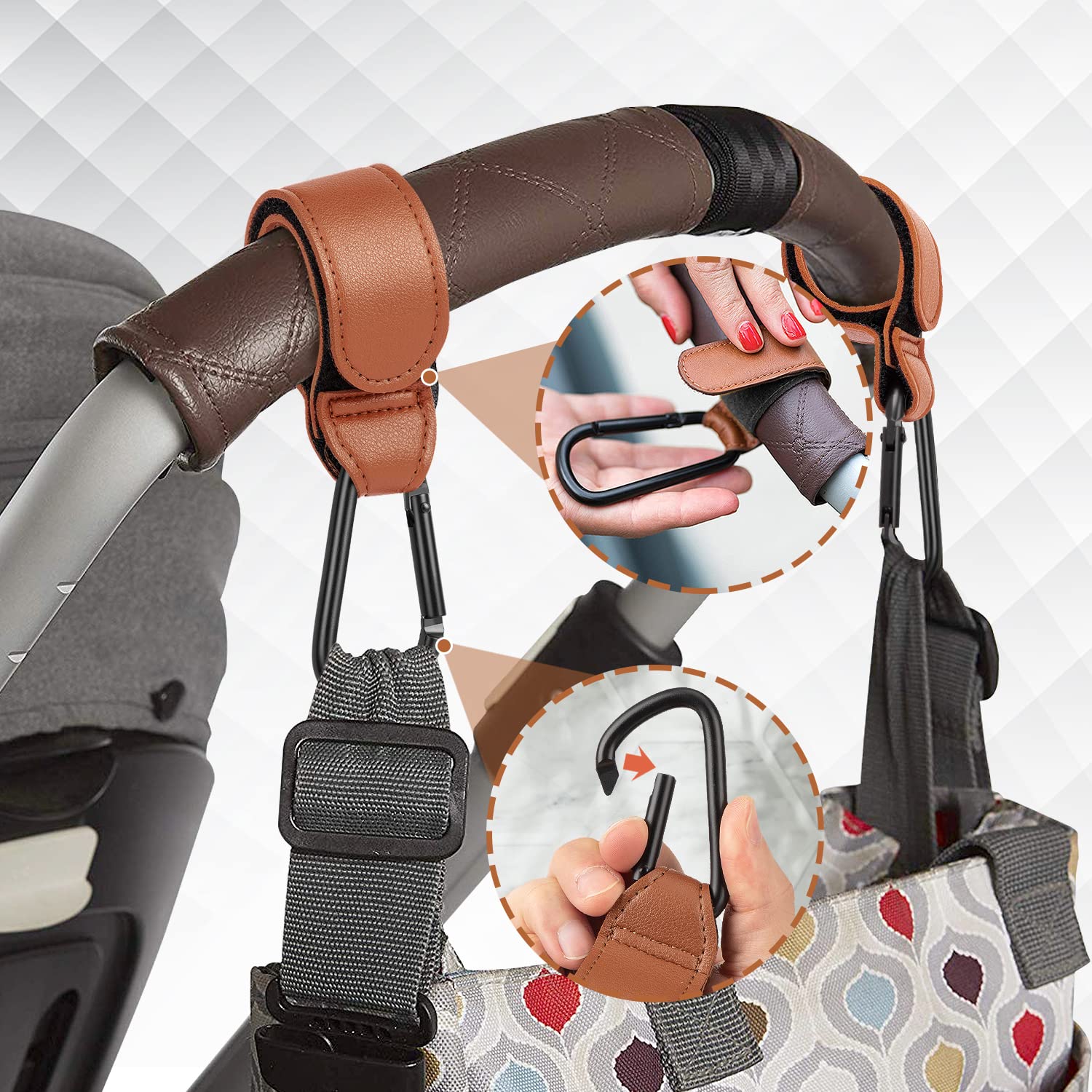 Baby Stroller Hooks Clips,Convenient Mommy Bag Hooks for Hanging Diaper Bags,Purse,Stroller Organizer Accessories