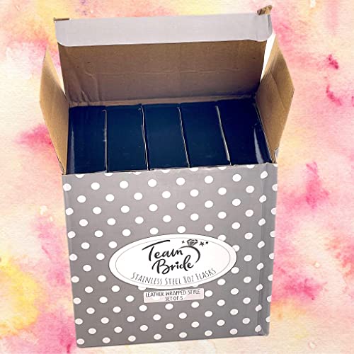 Bridesmaids Proposal Gift For Wedding, Stainless Steel & Leather Flask 8 Oz, Leakproof & Stamped With Team Bride. For Bachelorette Party Favors or bridesmaids Gift Boxes. (Sand Pink, 5)