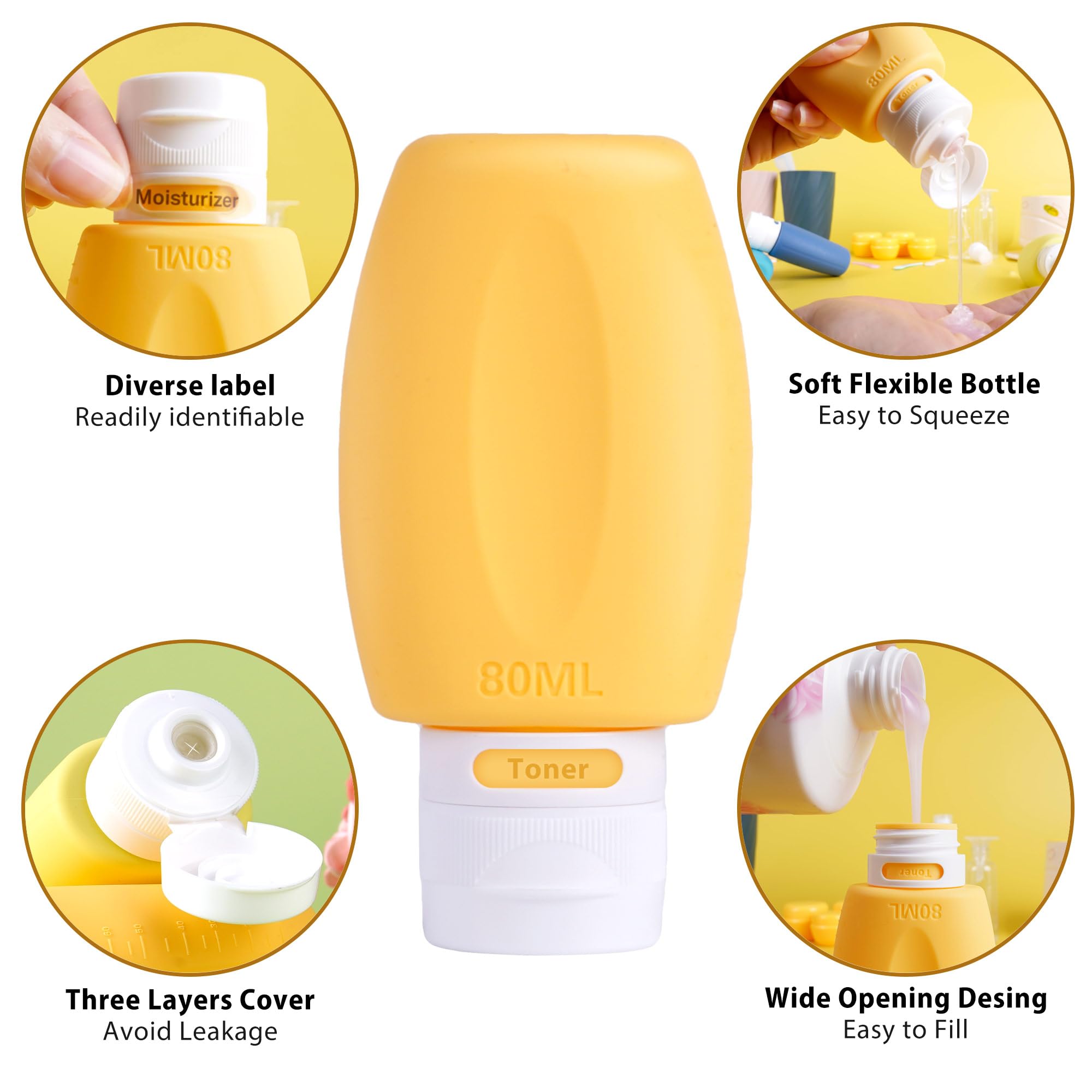 JaneJu Travel Bottles for Toiletries, TSA Approved 19 Pack, 3oz Leak Proof Travel Accessories Essentials Kit, Travel Accessories Set Silicone Squeezable Travel Containers for Shampoo Conditioner
