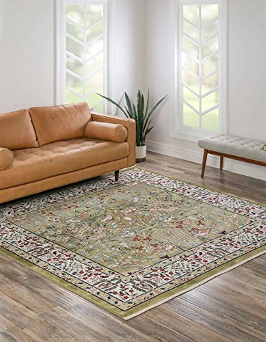 Unique Loom Narenj Collection Area Rug - Bristol (10' Square, Green/Ivory)