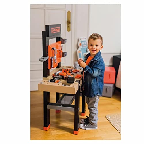 Smoby Black and Decker Kids Centre Workbench Pretend Play Toy Workbench with Tools