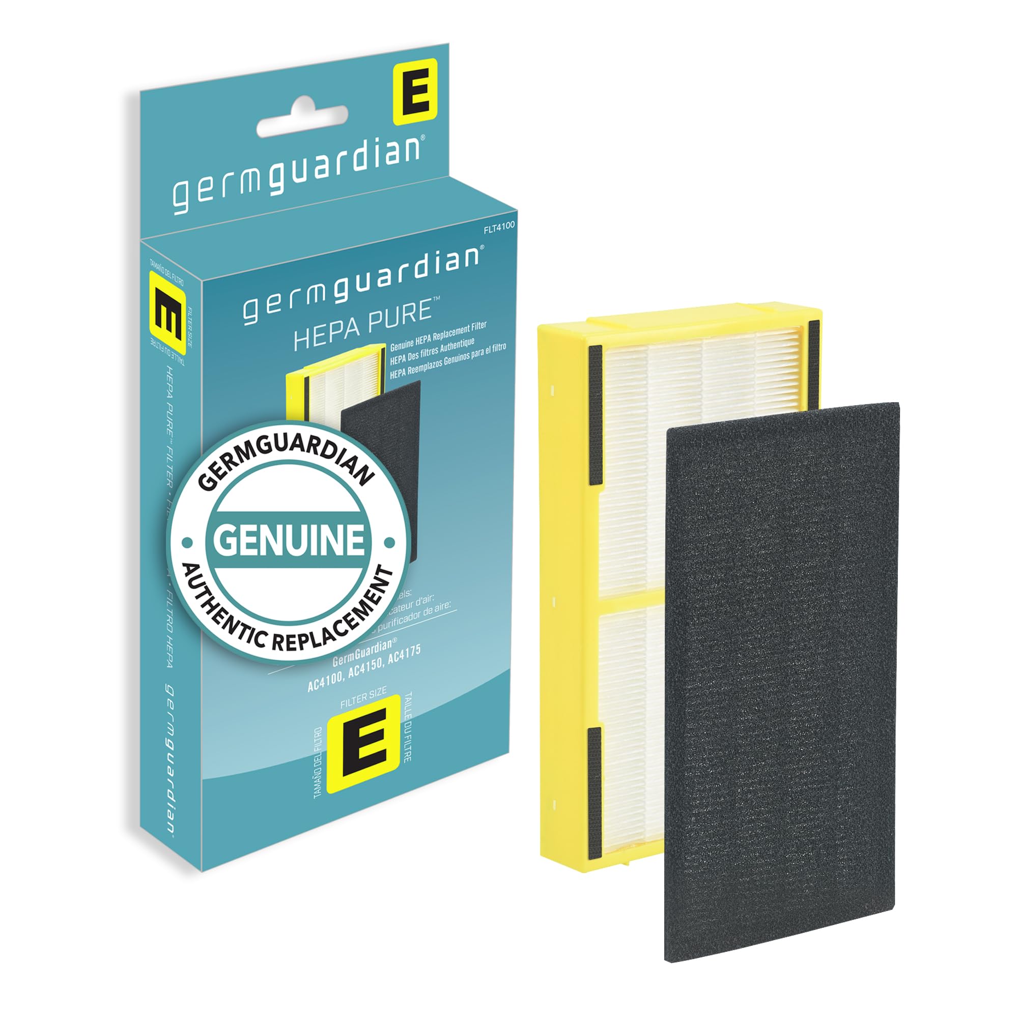Guardian Technologies GermGuardian Air Purifier Filter FLT4100 Genuine HEPA Replacement Filter E for AC4100, AC4100CA AC4150BL, AC4150PCA Germ Guardian Air Purifiers