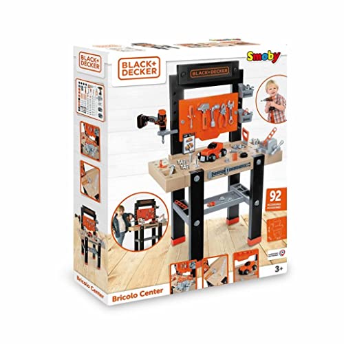 Smoby Black and Decker Kids Centre Workbench Pretend Play Toy Workbench with Tools