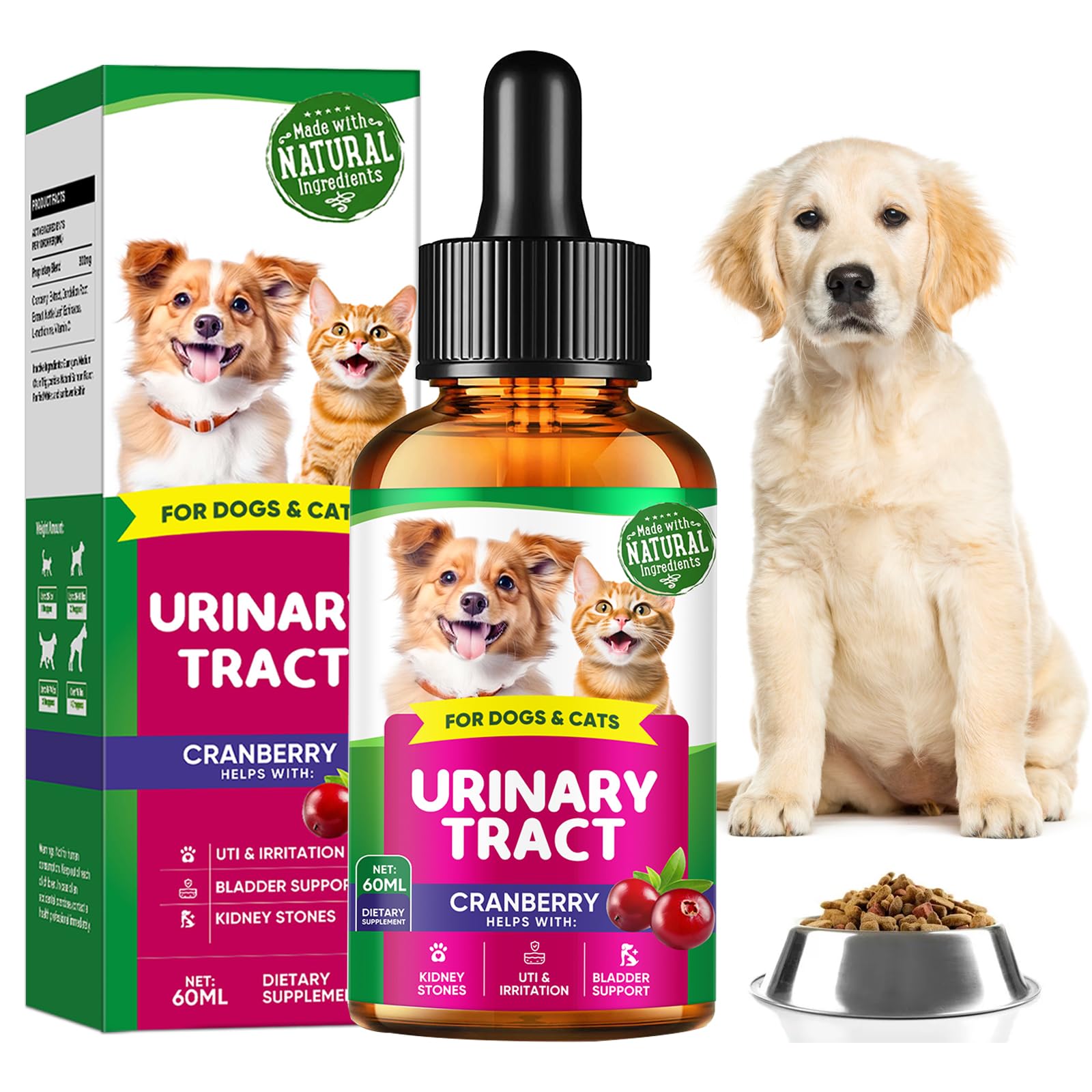 Fancy Pets Cat & Dog Urinary Tract Infection Treatment, Natural UTI Care Drops, Kidney and Bladder Supplement, Prevention Incontinence & Bladder Stones, 60ml (2-AS-RT-UY)
