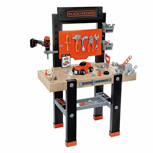 Smoby Black and Decker Kids Centre Workbench Pretend Play Toy Workbench with Tools