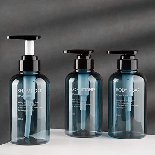Shampoo and Conditioner Dispenser Bathroom Pump Ocean Blue Bottles Refillable Cosmetic Pump Dispensers 3pcs 10.6oz 300ml Bottle for Travel