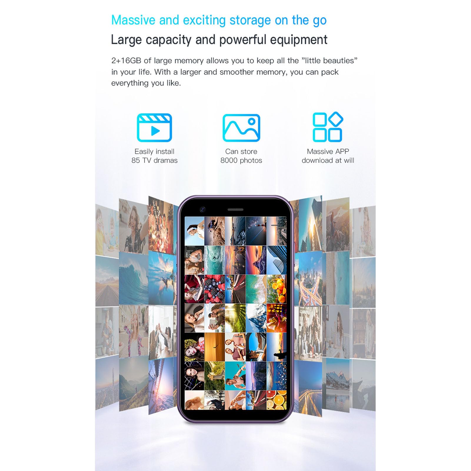 ciciglow XS15 Mini 3G Smartphone, 3.0 Inch Display 2GB 16GB ROM, Dual Sim Mobile Phone, 1000mAh, 0.3MP+2MP Student Pocket Cellphone (Black)