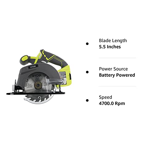 Ryobi One P505 18V Lithium Ion Cordless 5 1/2" 4,700 RPM Circular Saw (Battery Not Included, Power Tool Only), Green