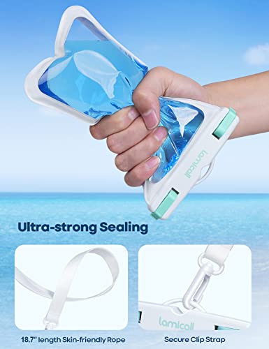 Lamicall Waterproof Phone Pouch Case - [2 Pack][Easy Lock & Heavy Duty] IPX8 Water Proof Cell Phone Dry Bag for iPhone 16 15 14 13 12 XS X Pro Max Plus Mini, S22 S21 Ultra, more 4-7" Cellphones, White