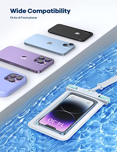 Lamicall Waterproof Phone Pouch Case - [2 Pack][Easy Lock & Heavy Duty] IPX8 Water Proof Cell Phone Dry Bag for iPhone 16 15 14 13 12 XS X Pro Max Plus Mini, S22 S21 Ultra, more 4-7" Cellphones, White