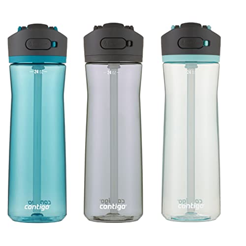 Contigo Ashland 2.0 Water Bottle with AUTOSPOUT Lid | Tritan Water Bottle, 24 oz, 3-Pack, Juniper & Sake & Bubble Tea & AUTOSEAL Water Bottle, 24oz, Licorice