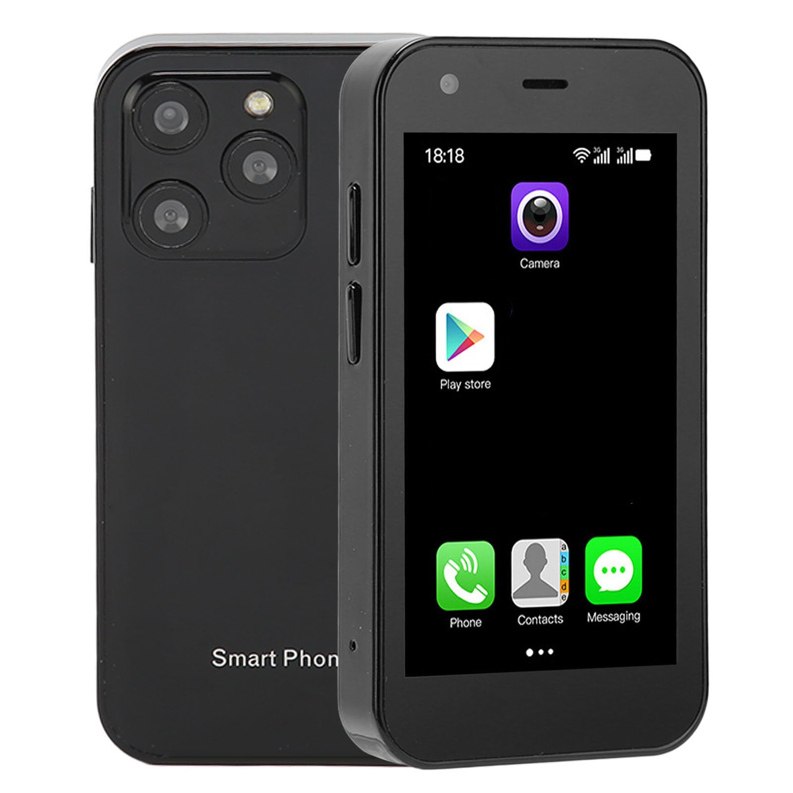 ciciglow XS15 Mini 3G Smartphone, 3.0 Inch Display 2GB 16GB ROM, Dual Sim Mobile Phone, 1000mAh, 0.3MP+2MP Student Pocket Cellphone (Black)