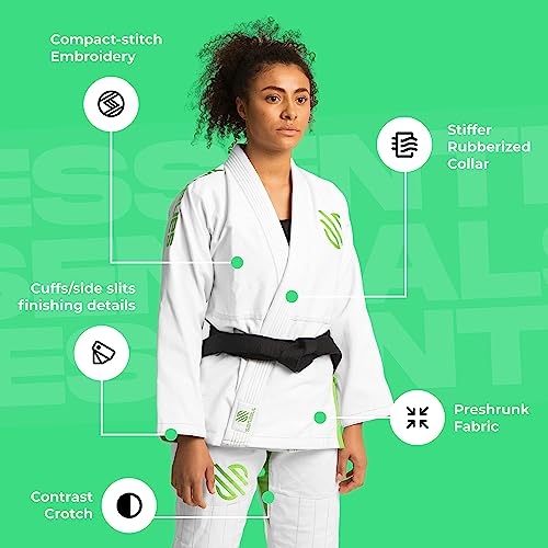 Sanabul Essential BJJ Gi for Women Brazilian Jiu Jitsu Gi for Women Lightweight Preshrunk Fabric - White, W4