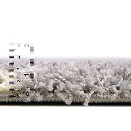Unique Loom Moroccan Trellis Shag Collection Area Rug - Meknes (6' Square, Gray/Ivory)