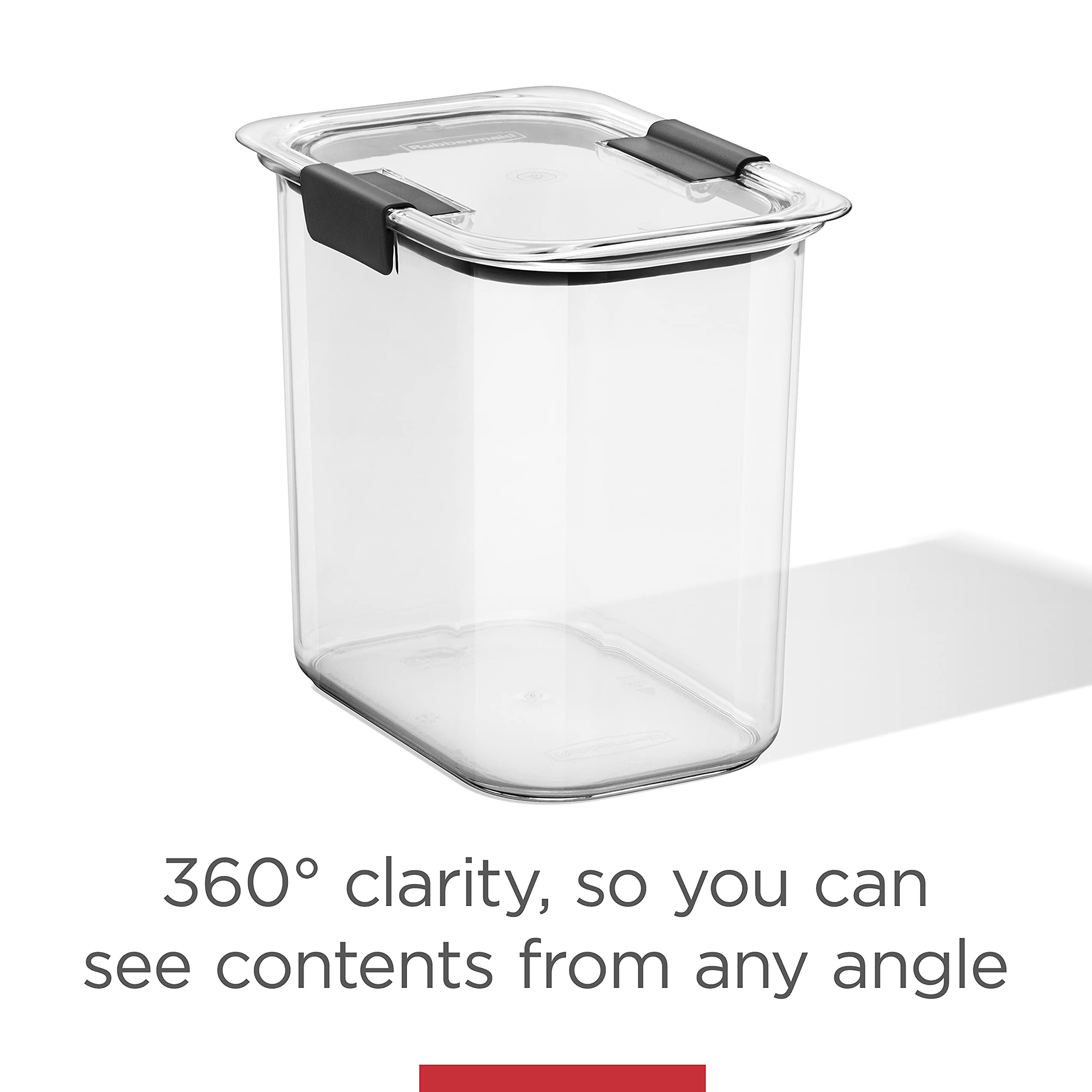Rubbermaid Brilliance Airtight Food Storage Container for Pantry with Lid for Flour, Sugar, and Rice, 12-Cup, Clear/Grey