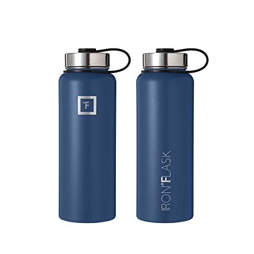 IRON °FLASK Sports Water Bottle - 40 Oz, 3 Lids (Straw Lid), Leak Proof, Vacuum Insulated Stainless Steel, Double Walled, Thermo Mug, Metal Canteen