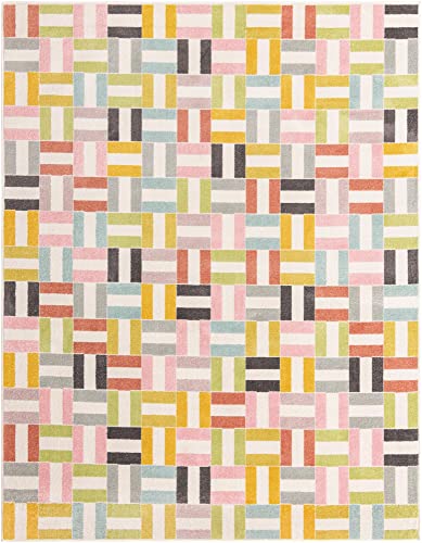 Unique Loom Whimsy Kids Collection Area Rug - Chicklets (Rectangular 7' 10" x 10' 0", Multi/ Black)