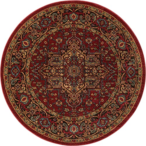 Unique Loom Sahand Collection Area Rug - Ardashir (5' 3" Round, Red/Light Blue)