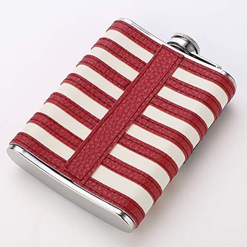 JXS 8oz 18/8#304 Stainless Steel Hip Flask, American Flag Flask Leakproof with Funnel, Army Flask