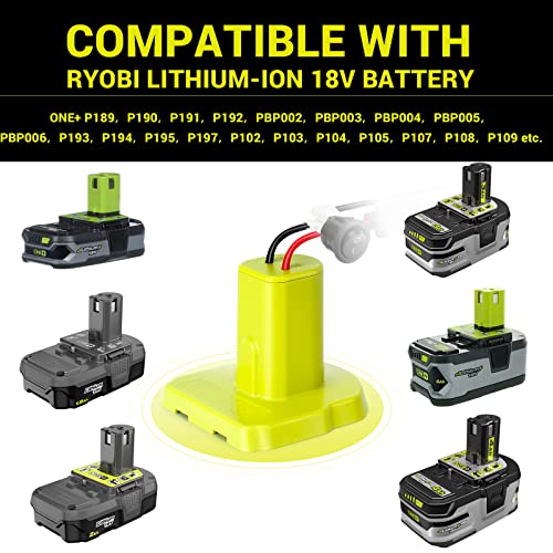 Power Wheel Adapter for Ryobi One+ 18V P108 P107 P102 P100 Li-ion & Ni-Cd Battery,Power Connector for Rc Toy & Car,12 Gauge Robotics Rc Truck(with 30A Fuse & Switch & Wire terminals)(1 Pack