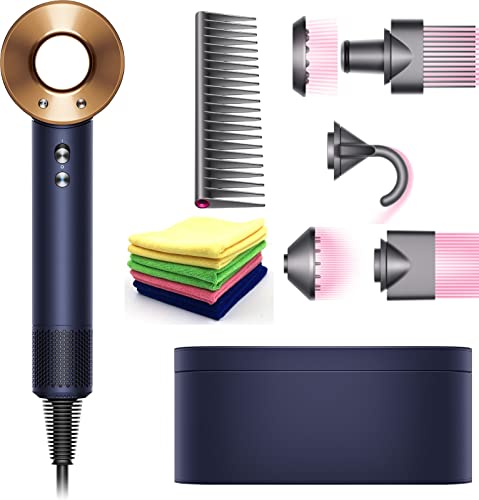 Premium Dyson Supersonic Hair Dryer Limited Gift Set Edition: Fast Drying, Controlled Styling, Powerful, Low Noise, Light Weight, Engineered for Different Hair Types w/One Maxitek Microfiber Cloth