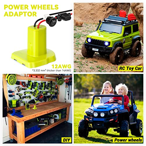 Power Wheel Adapter for Ryobi One+ 18V P108 P107 P102 P100 Li-ion & Ni-Cd Battery,Power Connector for Rc Toy & Car,12 Gauge Robotics Rc Truck(with 30A Fuse & Switch & Wire terminals)(1 Pack