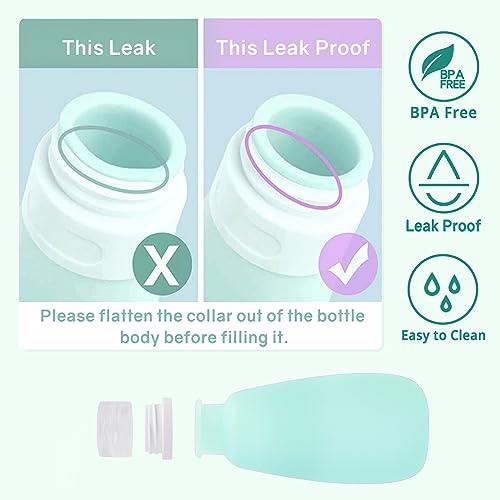 Silicone Travel Bottles for Toiletries TSA Approved Travel Size Containers Set 3 Pack Portable Leak Proof Refillable Cosmetic Squeeze Bottles Shampoo Hair Conditioner Body Lotion Bath Shower Gel