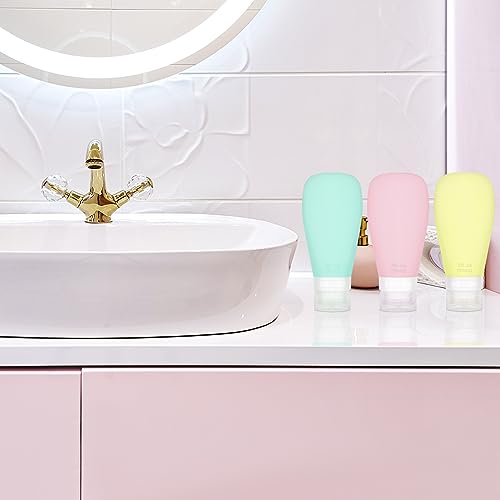 Silicone Travel Bottles for Toiletries TSA Approved Travel Size Containers Set 3 Pack Portable Leak Proof Refillable Cosmetic Squeeze Bottles Shampoo Hair Conditioner Body Lotion Bath Shower Gel
