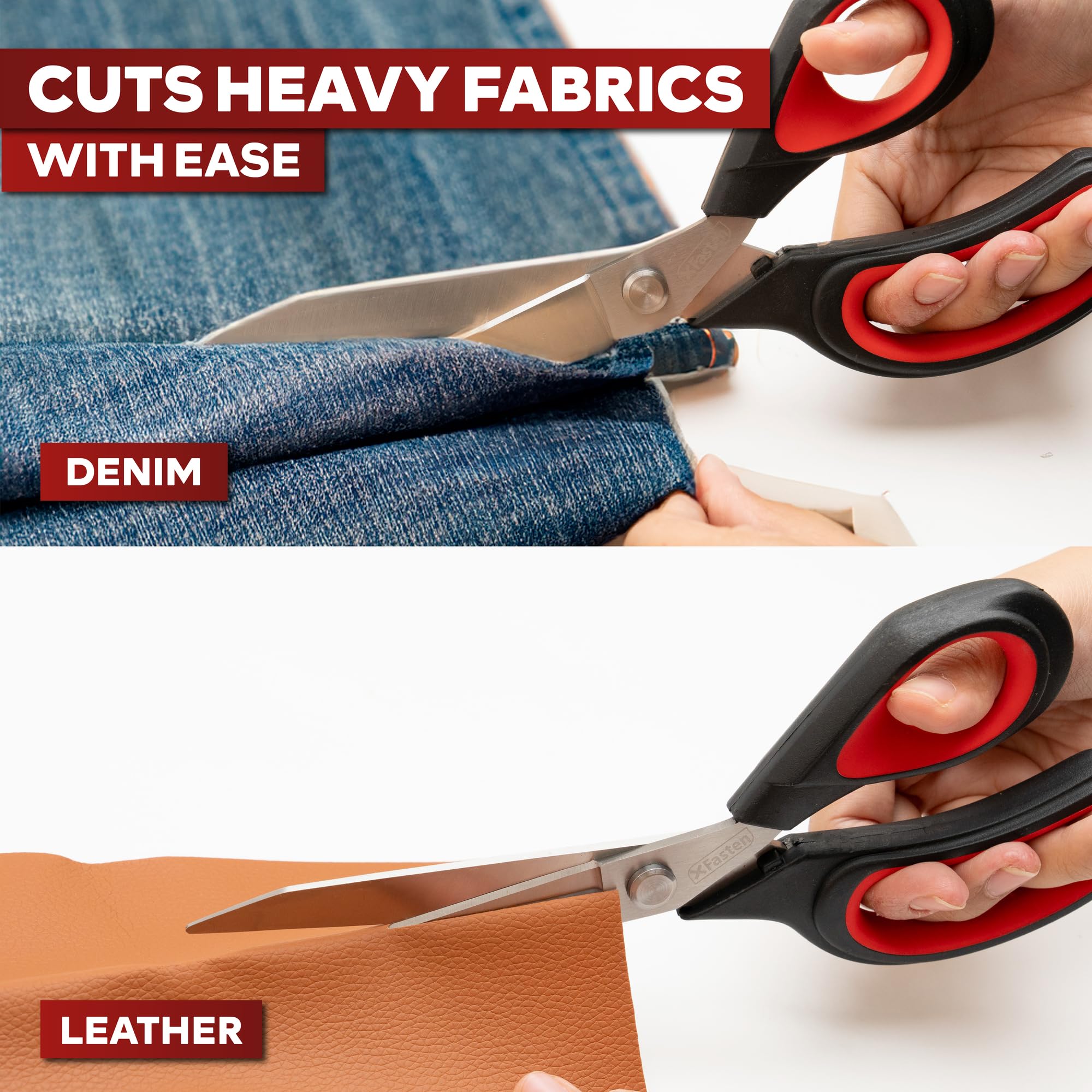 XFasten Heavy-Duty Professional Tailor Scissors, 9.5-Inch Heavy Duty Ultra-sharp Dressmakerās Scissors Shears for Fabric Cutting | Sewing scissors for Fabric