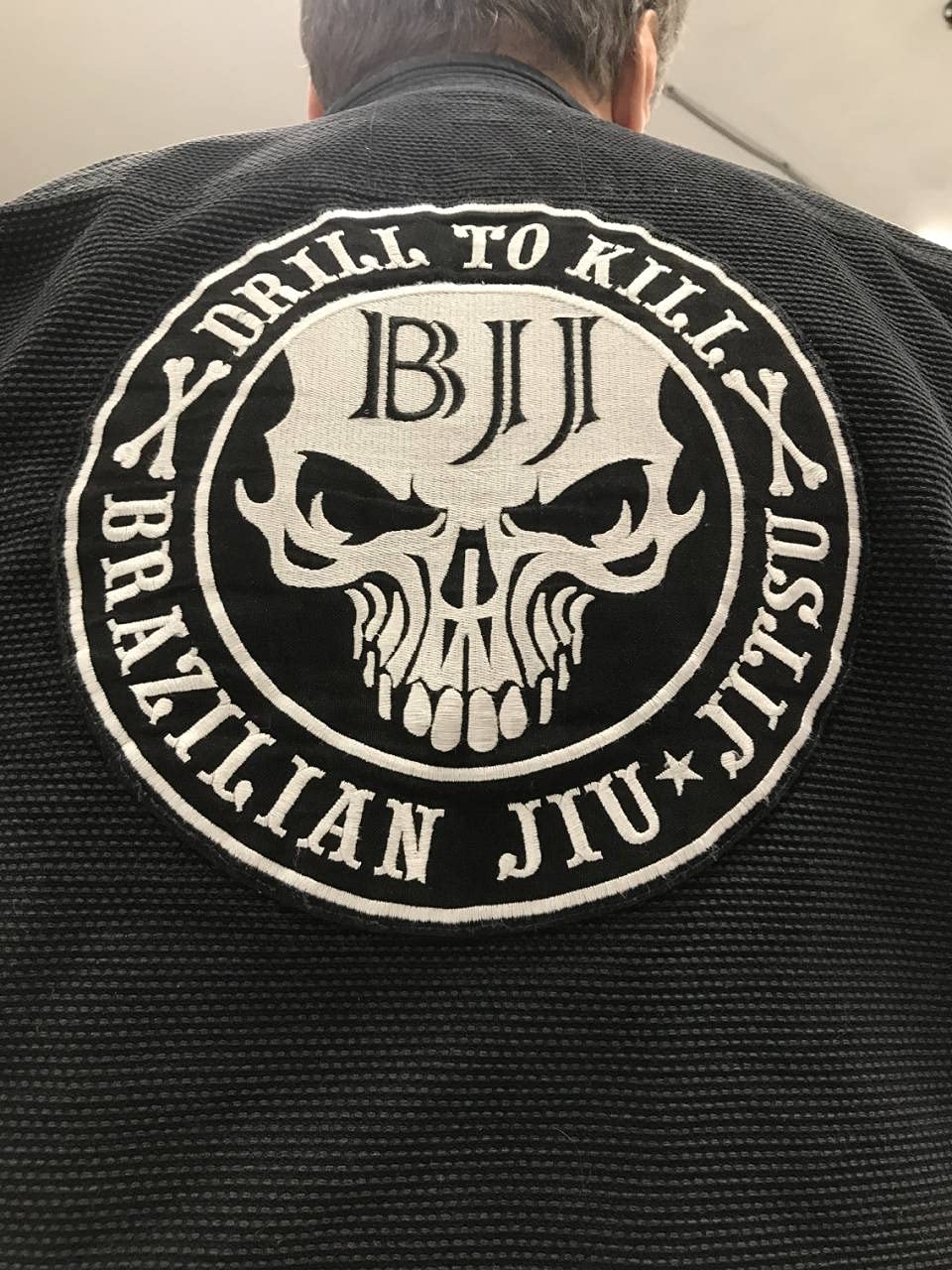 Gi Store Rocks! BJJ Patches Set of Two Drill to Kill 4.7 and 9.8 inches sew on Jiu Jitsu GIS Patch Design for - Womens Gi Gifts Him, GS-0011224