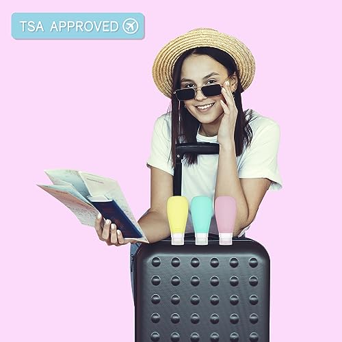 Silicone Travel Bottles for Toiletries TSA Approved Travel Size Containers Set 3 Pack Portable Leak Proof Refillable Cosmetic Squeeze Bottles Shampoo Hair Conditioner Body Lotion Bath Shower Gel