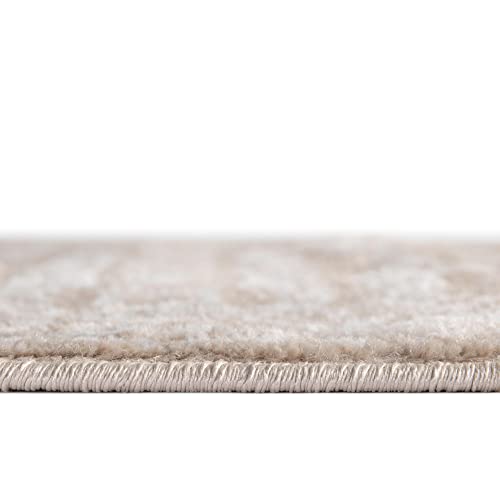 Unique Loom Oxford Collection Area Rug - Magdelan (8' x 10' Oval, Beige/Ivory)