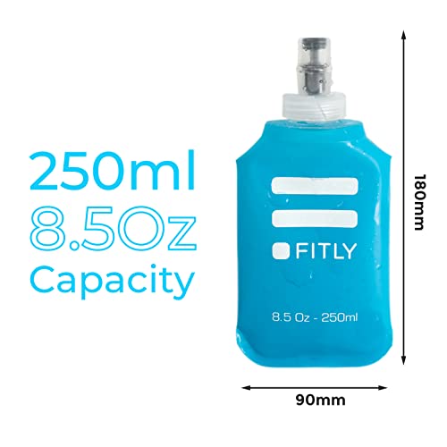 FITLY Soft Flask - 8.5 oz (250 ml) - Shrink As You Drink Soft Water Bottle for Hydration Pack - Folding Water Bottle Ideal for Running, Hiking, Cycling, Climbing & Rigorous Activity (FLASK250)