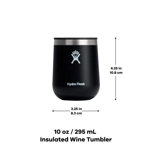 Hydro Flask 10 oz Ceramic Reusable Wine Cup with Lid Wine Tumbler Black - Vacuum Insulated, Dishwasher Safe, BPA-Free, Non-Toxic
