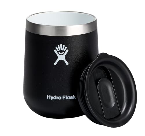 Hydro Flask 10 oz Ceramic Reusable Wine Cup with Lid Wine Tumbler Black - Vacuum Insulated, Dishwasher Safe, BPA-Free, Non-Toxic