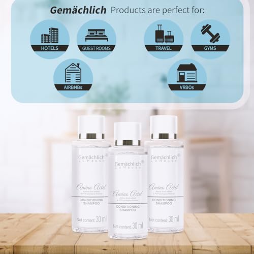 Gemächlich ZuHause Conditioners and Shampoos with Natural Ingredients, 1oz Travel Size 2-in-1 Conditioning Shampoo Bulk Sets for Hotel Airbnb, 100 pieces