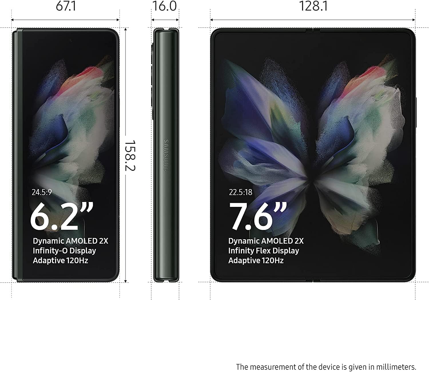 SAMSUNG Galaxy Z Fold 3 5G US Version, 256GB, Phantom Green - AT&T (Renewed)