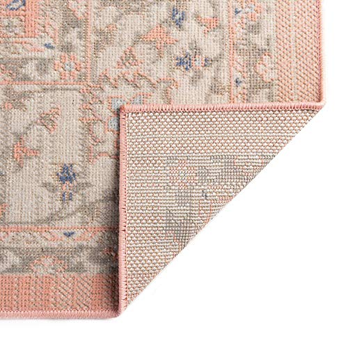 Unique Loom Whitney Collection Traditional Border Area Rug (8' 0 x 10' 0 Rectangular, Powder Pink)