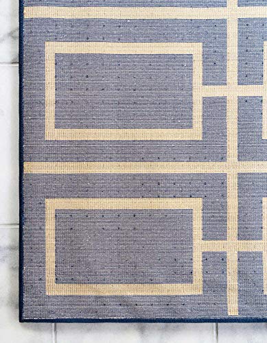 Unique Loom Glam Collection Geometric, Squares, Metallics, Modern, Chic Area Rug, 8 ft x 10 ft, Navy Blue/Gold
