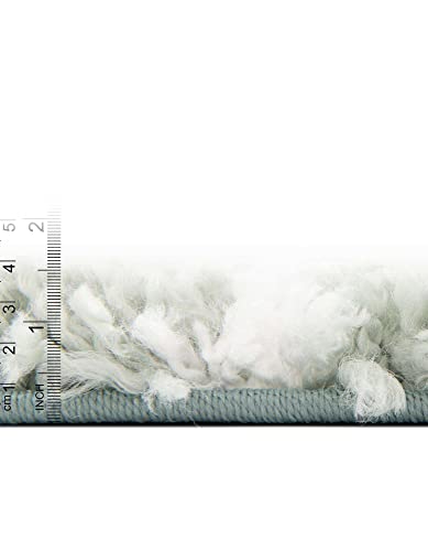 Unique Loom Rabat Shag Collection Area Rug - Marble (9' 10" x 14' 1" Rectangle, White Cyan/Ivory)