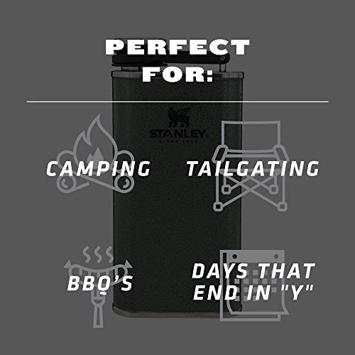 Stanley Classic Flask 8oz with Never-Lose Cap, Wide Mouth Stainless Steel Hip Flask for Easy Filling & Pouring, Insulated BPA-Free Leak-Proof Flask