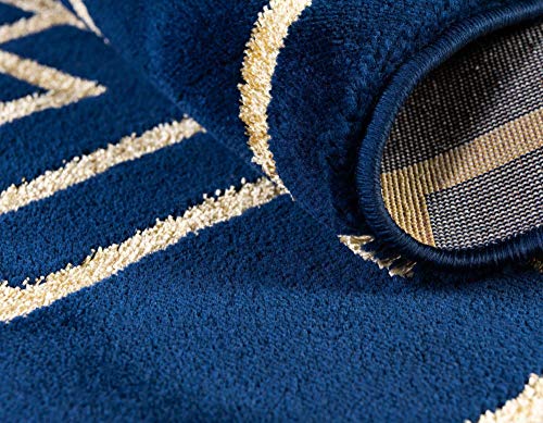 Unique Loom Glam Collection Geometric, Squares, Metallics, Modern, Chic Area Rug, 8 ft x 10 ft, Navy Blue/Gold