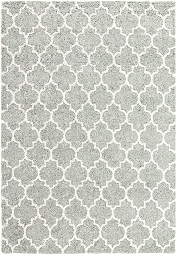 Unique Loom Rabat Shag Collection Area Rug - Marble (9' 10" x 14' 1" Rectangle, White Cyan/Ivory)