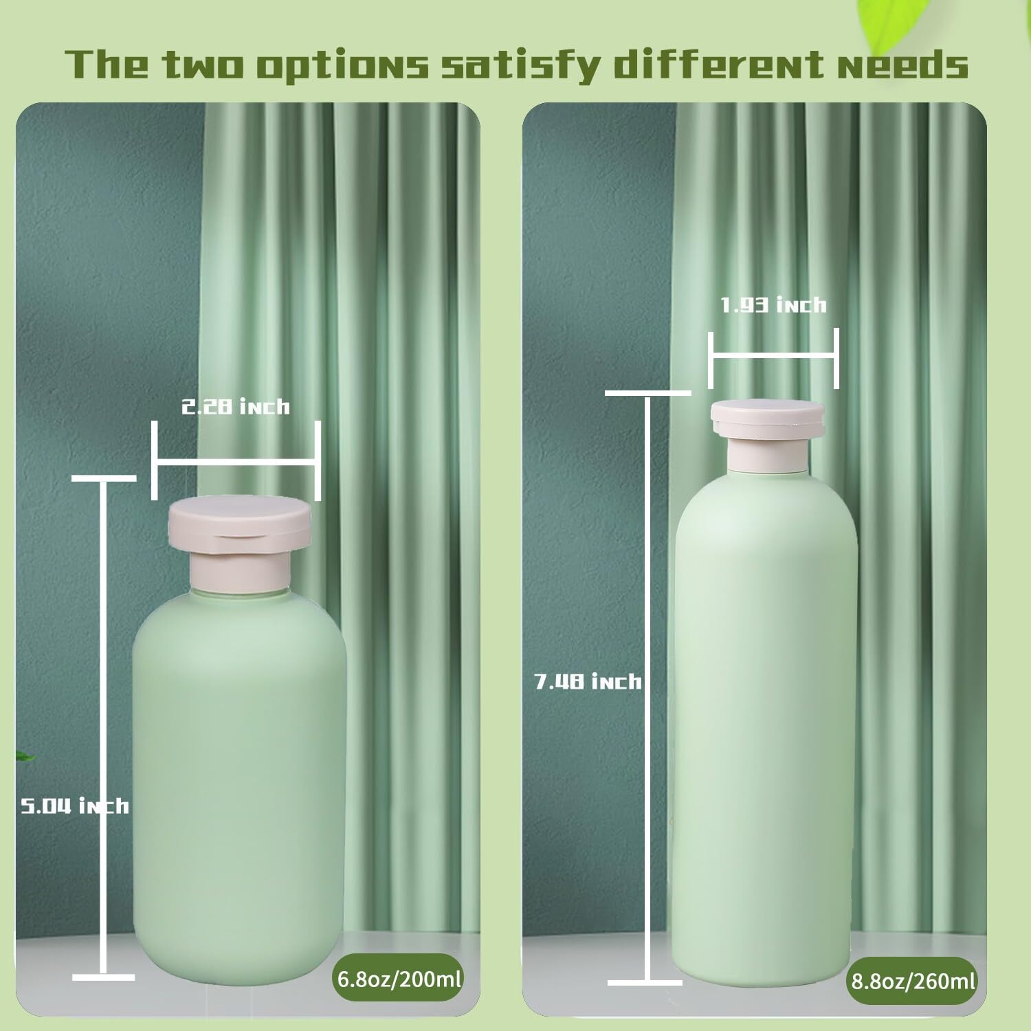 ELESDA Travel Shampoo and Conditioner Bottles Refillable, 7oz Plastic Squeeze Bottles with Caps Travel Bottles for Toiletries Shampoo and Conditioner Dispenser Leak Proof Toiletry Travel Size Bottles