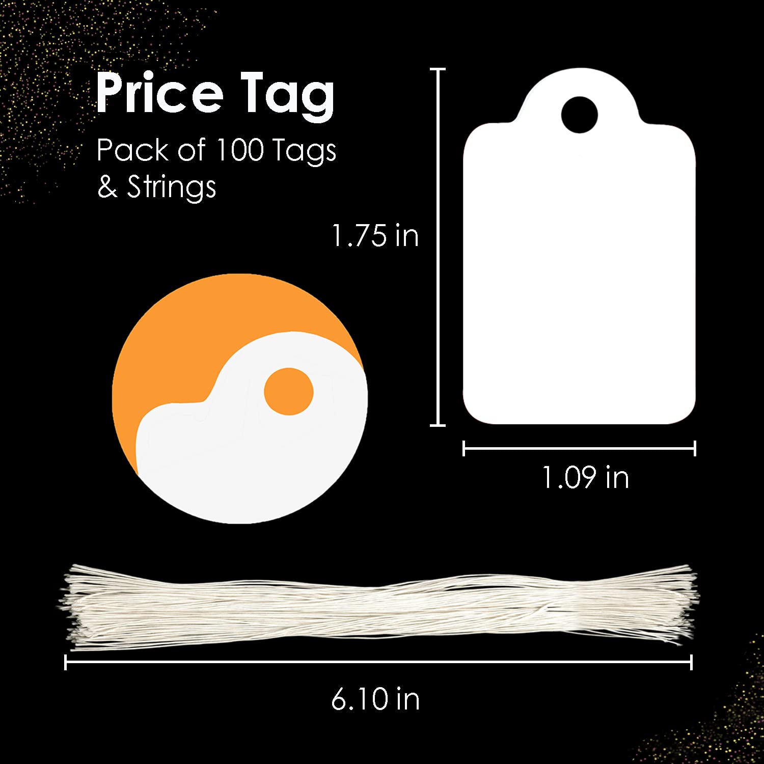 Price Tags with String (100 Pack, White) 1.75x1.09 Inch β Lightweight Quality Card Stock Material β Strings Tags to Label Parcels, Gifts, Clothing & All Kind of Events