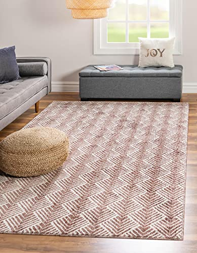 Unique Loom Eco Trellis Collection Area Rug - Osage (Rectangular 7' 10" x 10' 0", Dusty Rose/Ivory)