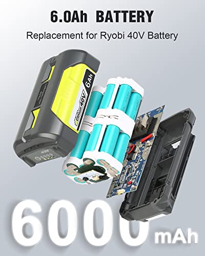 COOMYXIN 6.0Ah 40V Battery Replacement for Ryobi 40V Battery OP4040 OP4026 OP4030 OP4050 OP4060A,Compatible with Ryobi 40-Volt Battery Power Tools