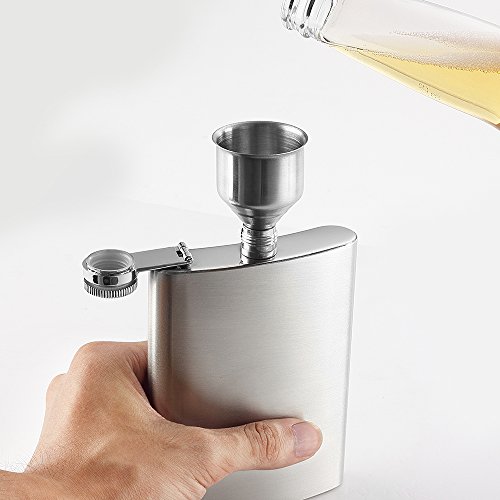 6 Pcs 8 oz Hip Stainless Flask by YWQ, Easy Pour Funnel is Included, Great Gift