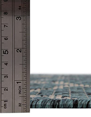 Unique Loom Outdoor Trellis Collection Area Rug - Trellis (Round 10' 8" x 10' 8", Teal/ Gray)
